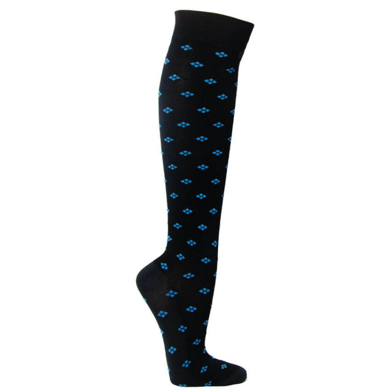 Schwarze Stützstrümpfe „Richard“ mit blauem Karo Muster - xunt